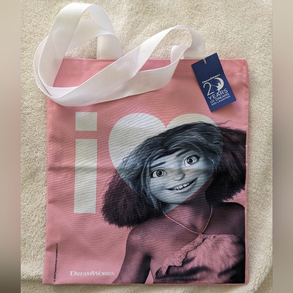 Dreamworks | Bags | Dreamworks Pink I Love Croods Tote Bag Never Used ...